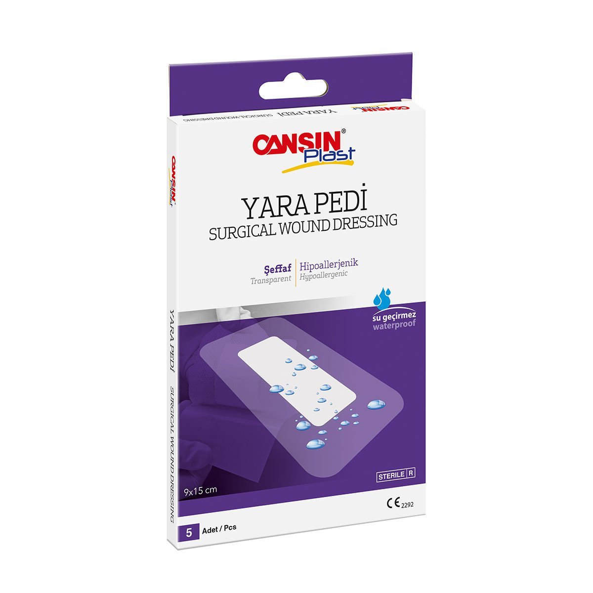 Cansın Plast Şeffaf Yara Pedi-Steril 9x15cm - 5 Adet