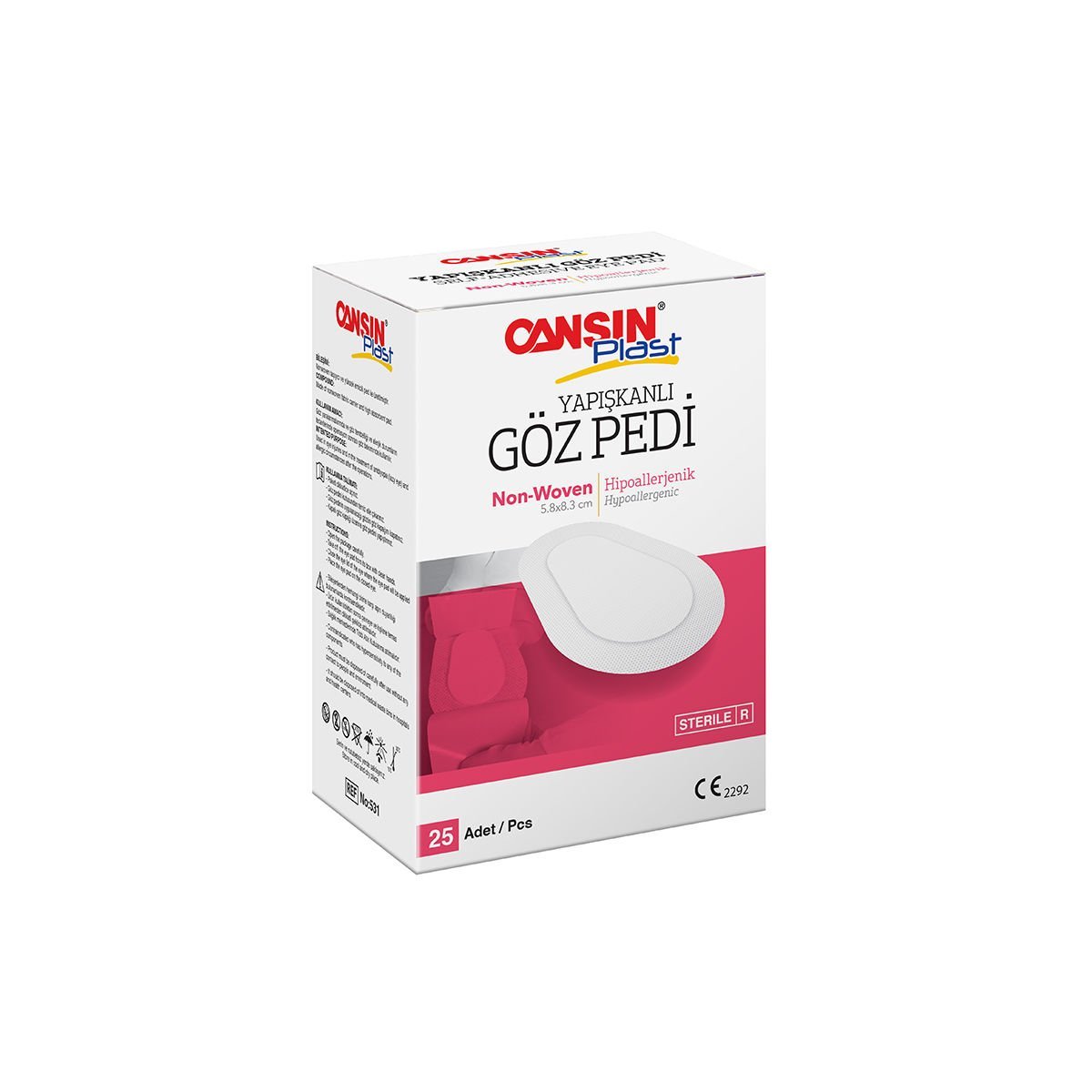 Cansın Plast Yapışkanlı Göz Pedi-Steril 5.8x8.3cm - 25 Adet